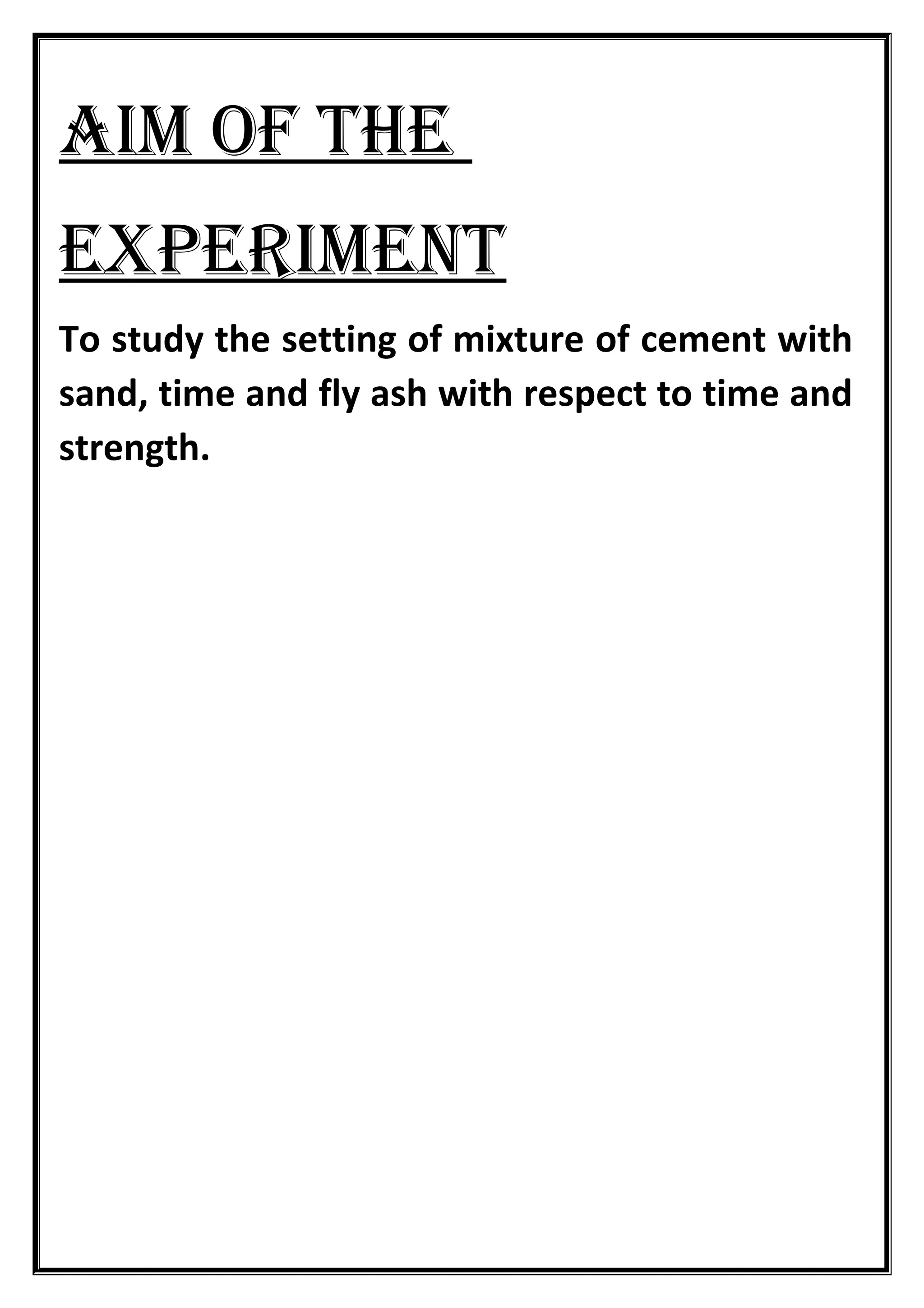 Chemistry investigatory project on cement | DOC