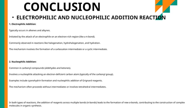 NUCLEOPHILIC AND ELECTROPHILIC ADDITION REACTIONS | PPT