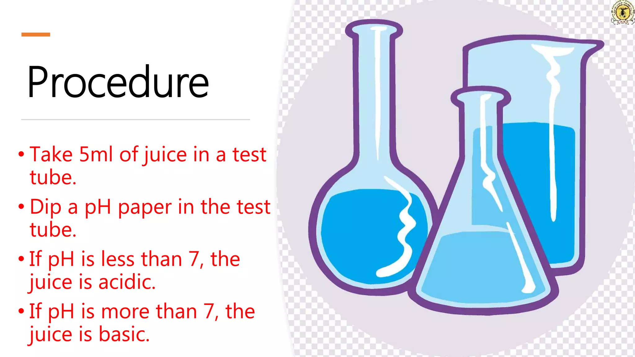 Study on Acidity of Fruits and Vegetables Juices | PPTX