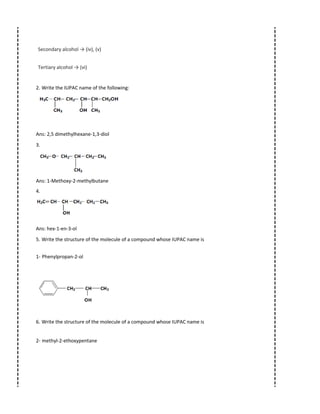 Chemistry class 12 th science, Alcohol phenol and ether | PDF