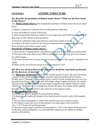 Chemistry Notes for Class Ninth (by: Seetal Daas) | PDF