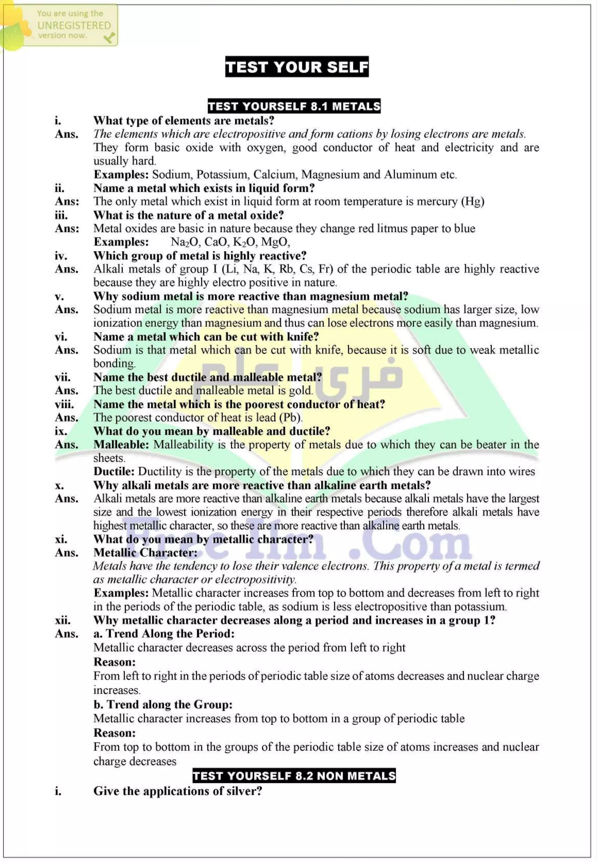 Chemistry 9th Class Test Yourself Full Book | PDF
