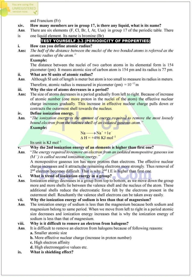 Chemistry 9th Class Test Yourself Full Book | PDF | Chemistry | Science