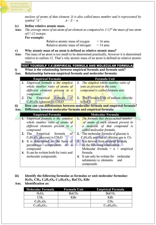 Chemistry 9th Class Test Yourself Full Book | PDF | Chemistry | Science