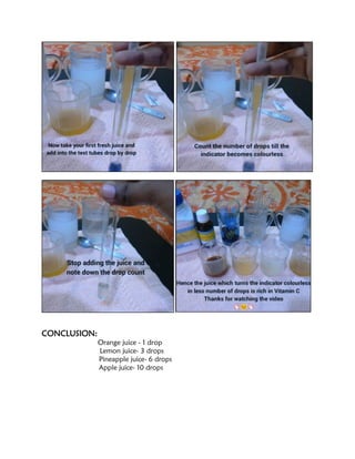 Chemistry project on nutritional values in juices | PDF