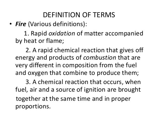 Chemistry and behavior of fire