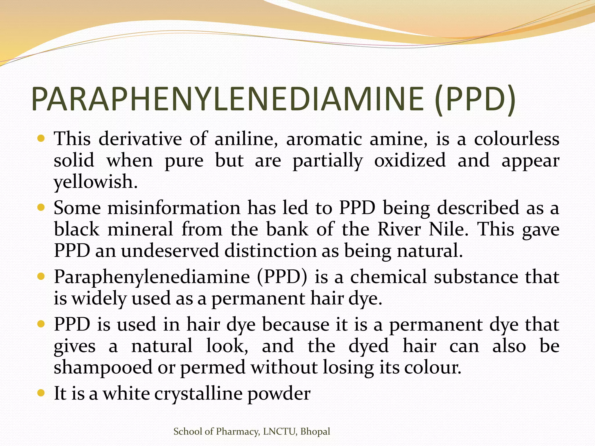 Chemistry and formulation of para phenylene diamine based hair dye | PPTX