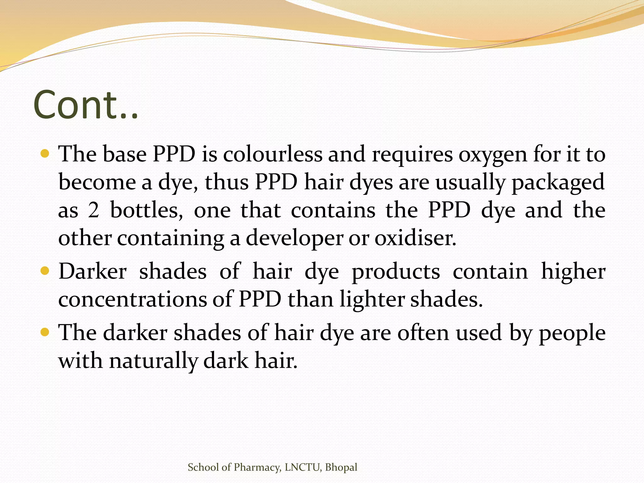 Chemistry and formulation of para phenylene diamine based hair dye | PPTX