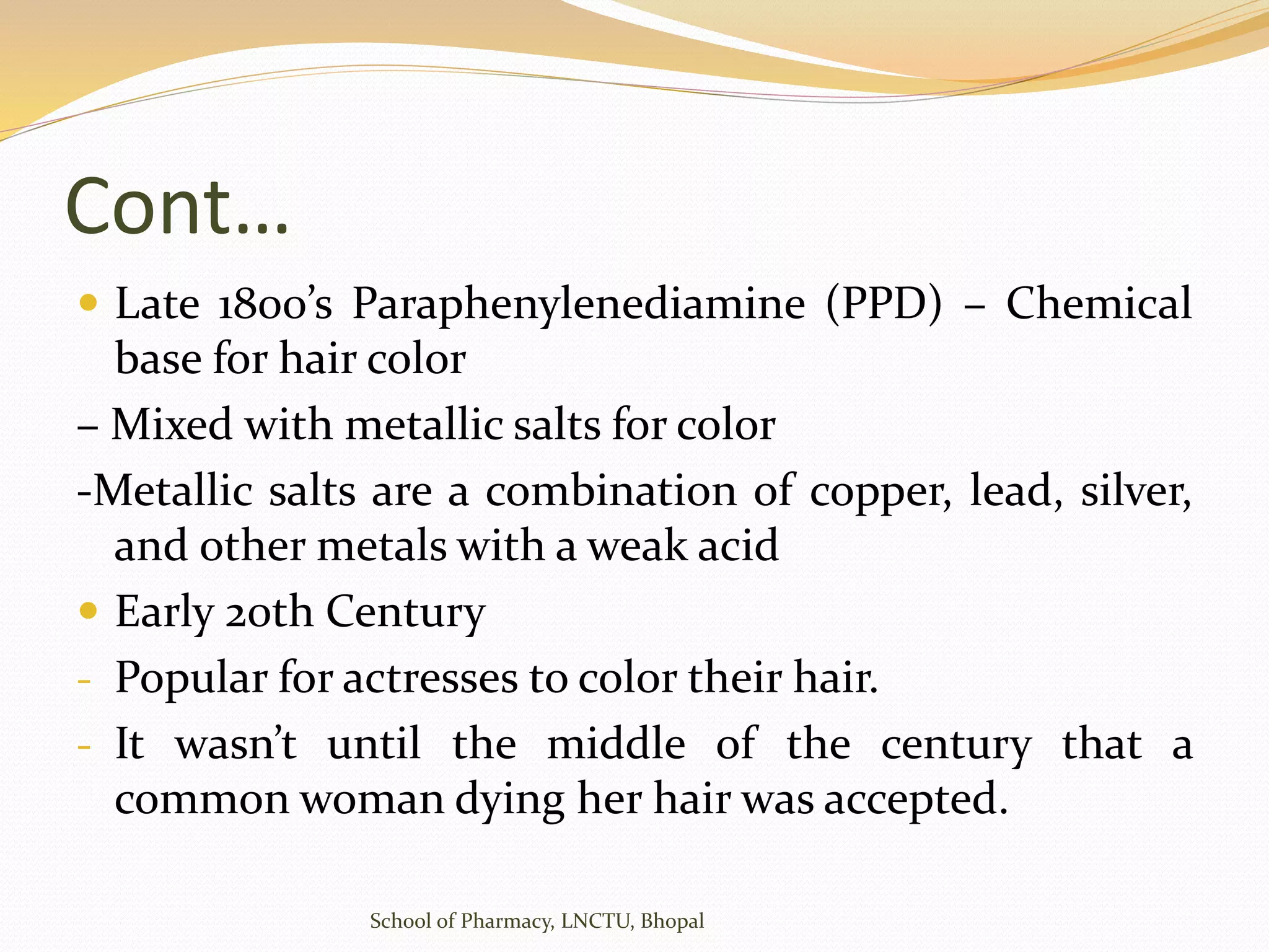 Chemistry and formulation of para phenylene diamine based hair dye | PPTX