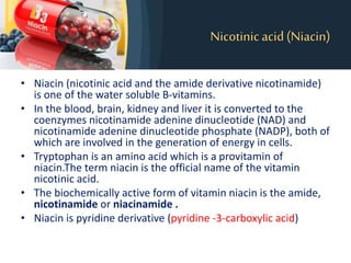 Chemistry and physiological significance of niacin | PPTX