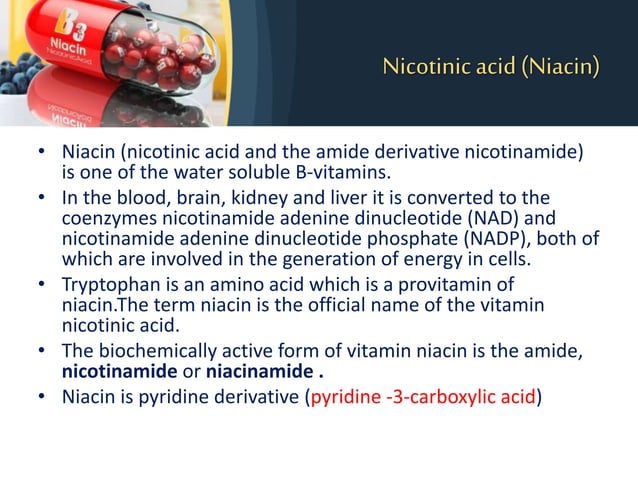 Chemistry and physiological significance of niacin | PPTX | Nutrition ...