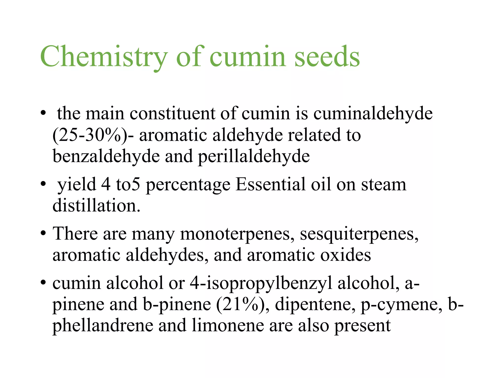 Chemistry and processing cumin | PPTX