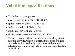 Chemistry and processing cumin | PPTX