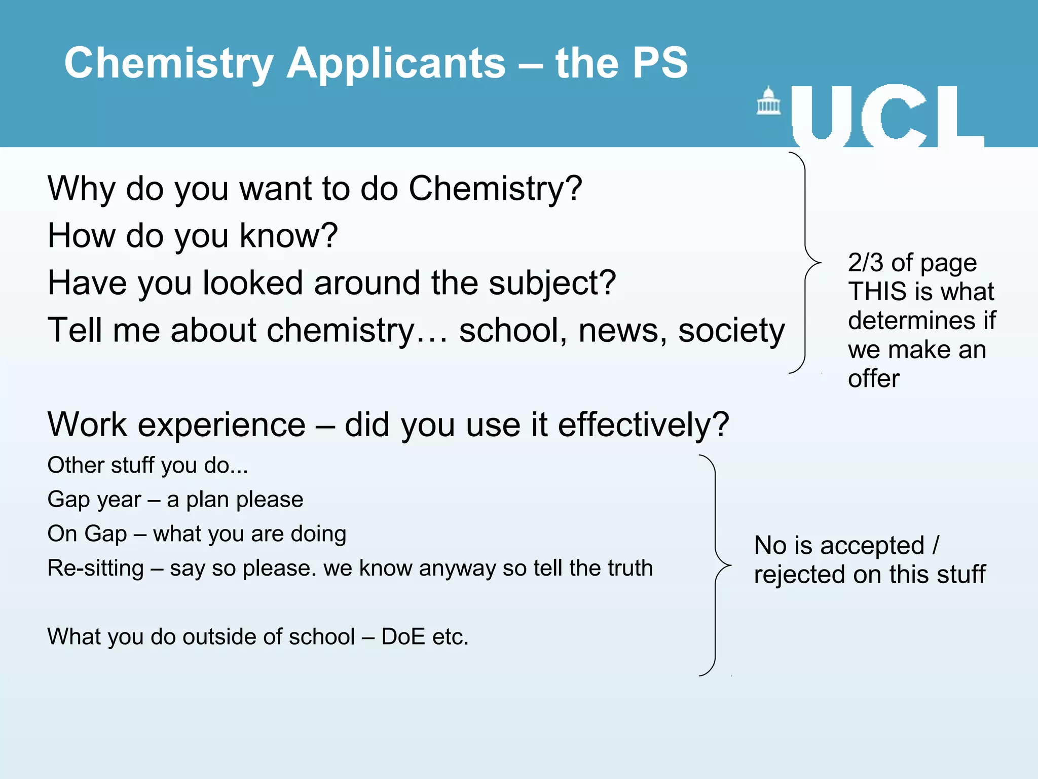 Chemistry applicants - the process | PPT | Chemistry | Science