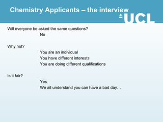 Chemistry applicants - the process | PPT | Chemistry | Science