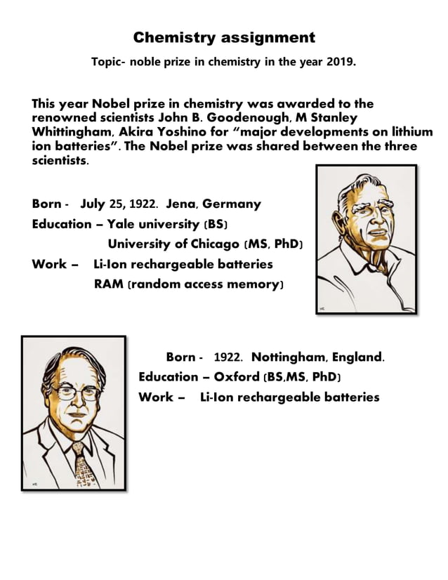 Nobel laureates in chemistry 2019 | DOCX