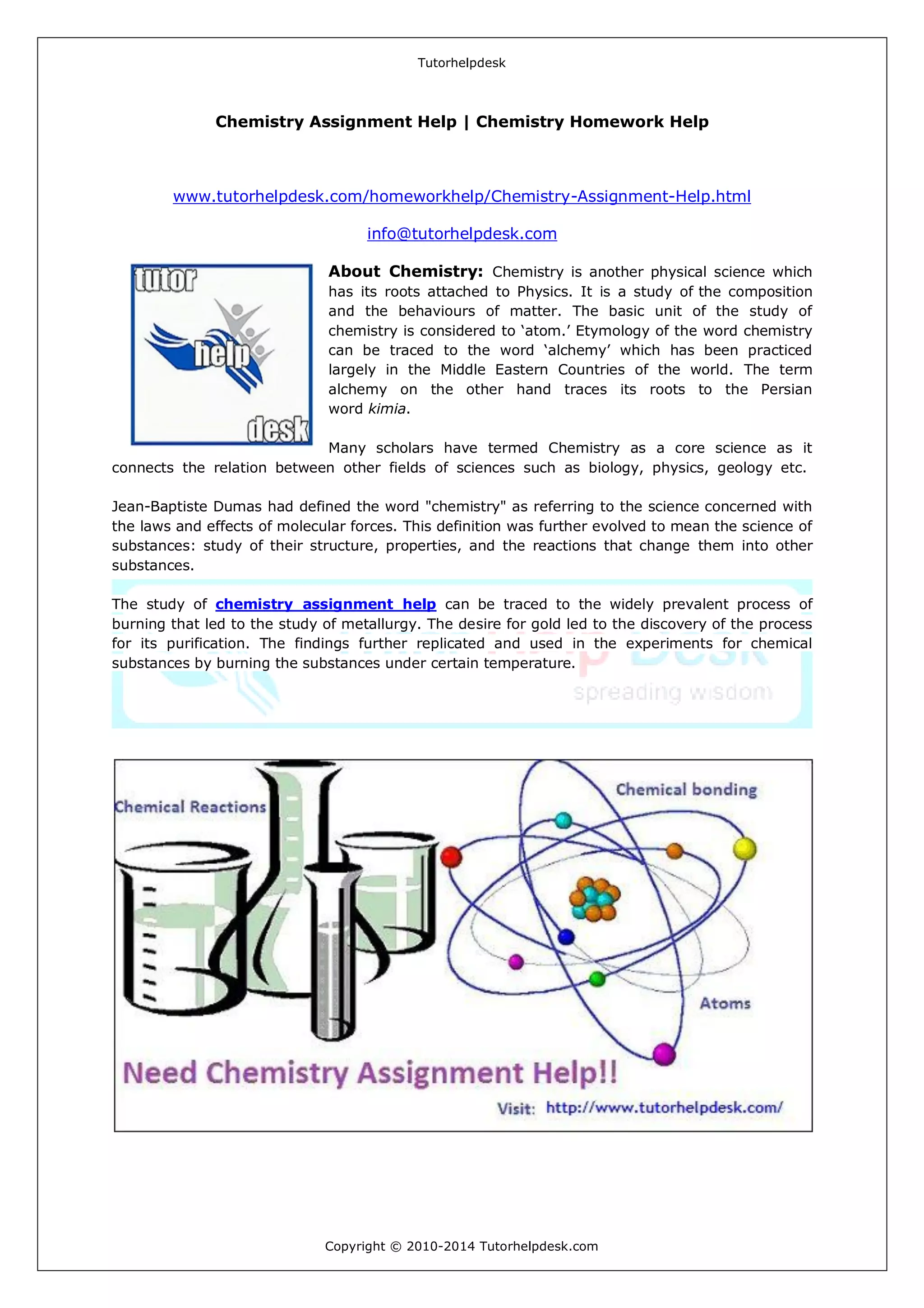 Chemistry assignment help | PDF | Chemistry | Science