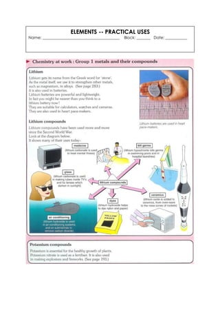 Chemistry at work uses of elements | PDF