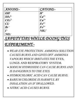 identification of cations and anions present in toothpaste | DOCX