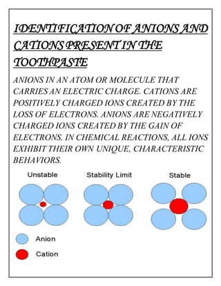 identification of cations and anions present in toothpaste | DOCX