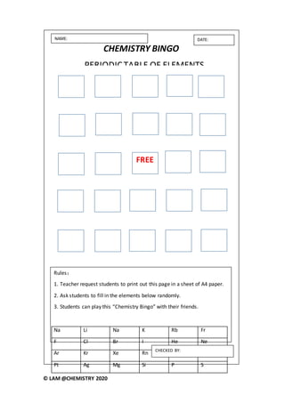 Chemistry bingo template | PDF