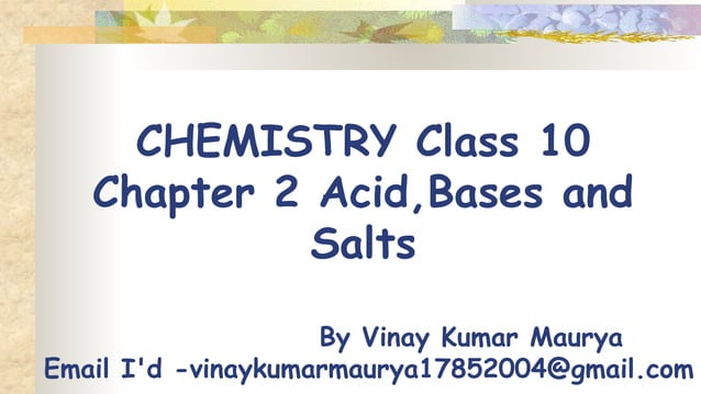 Chemistry class 10 chapter 2 acid,bases and salts | PDF