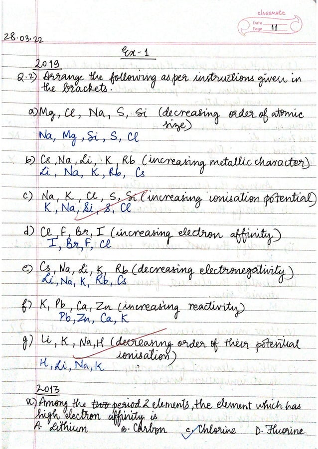 ICSE Chemistry Class X Handwritten Notes | PDF | Chemistry | Science