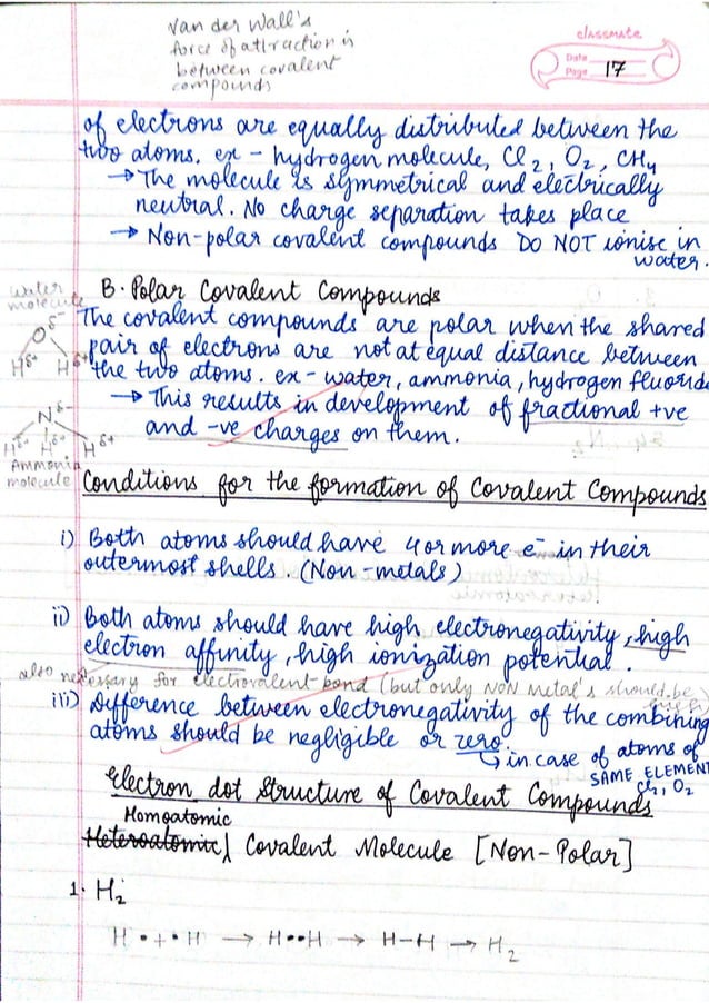 ICSE Chemistry Class X Handwritten Notes | PDF | Chemistry | Science