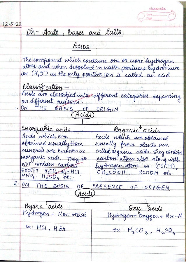 ICSE Chemistry Class X Handwritten Notes | PDF | Chemistry | Science