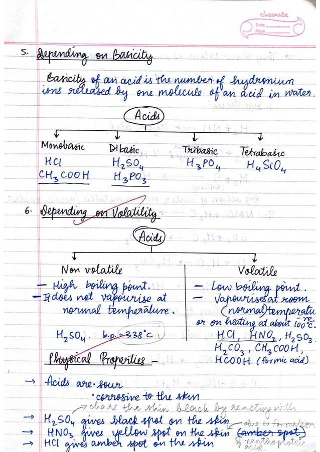 ICSE Chemistry Class X Handwritten Notes | PDF | Chemistry | Science