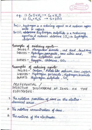 ICSE Chemistry Class X Handwritten Notes | PDF