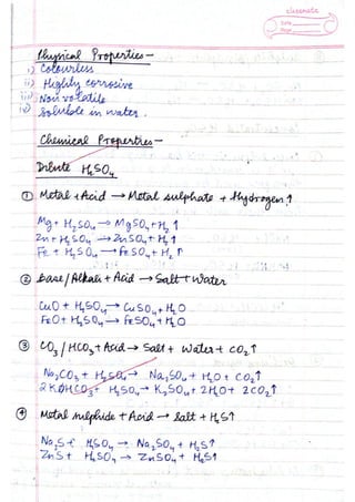 ICSE Chemistry Class X Handwritten Notes | PDF