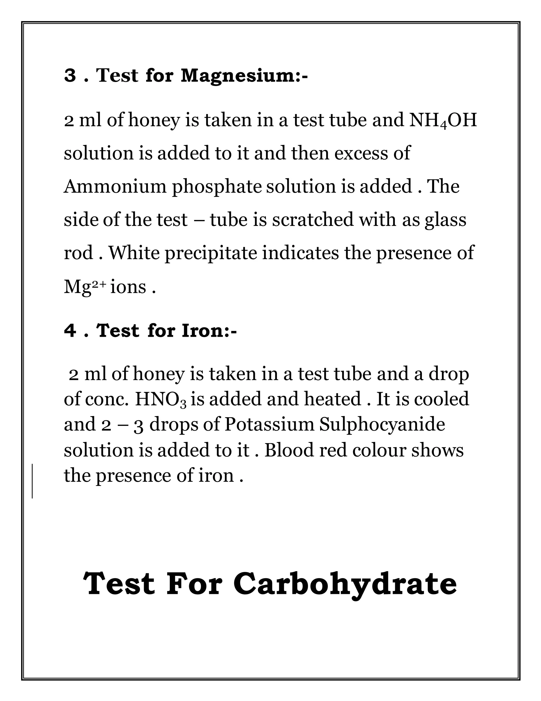 CHemistry project on HOney analysis | DOCX