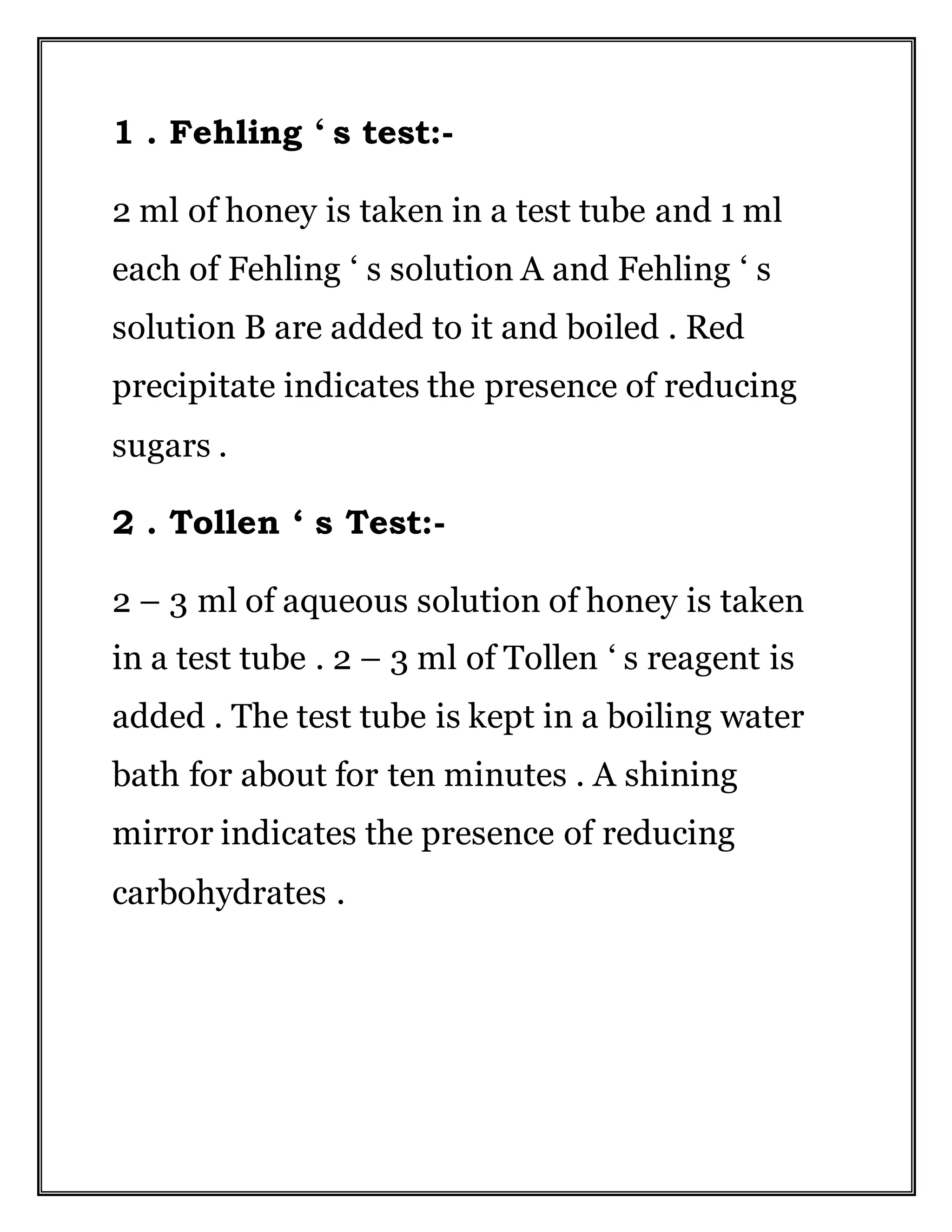 CHemistry project on HOney analysis | DOCX