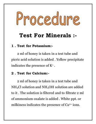 CHemistry project on HOney analysis | DOCX