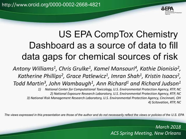 US EPA CompTox Chemistry Dashboard as a source of data to fill data ...