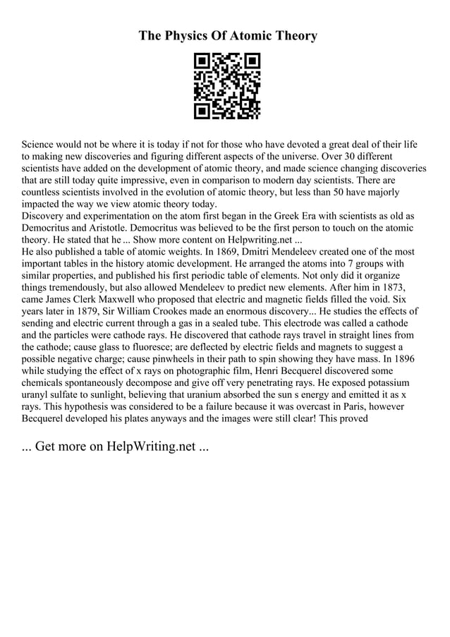 Chemistry Essay Example | PDF