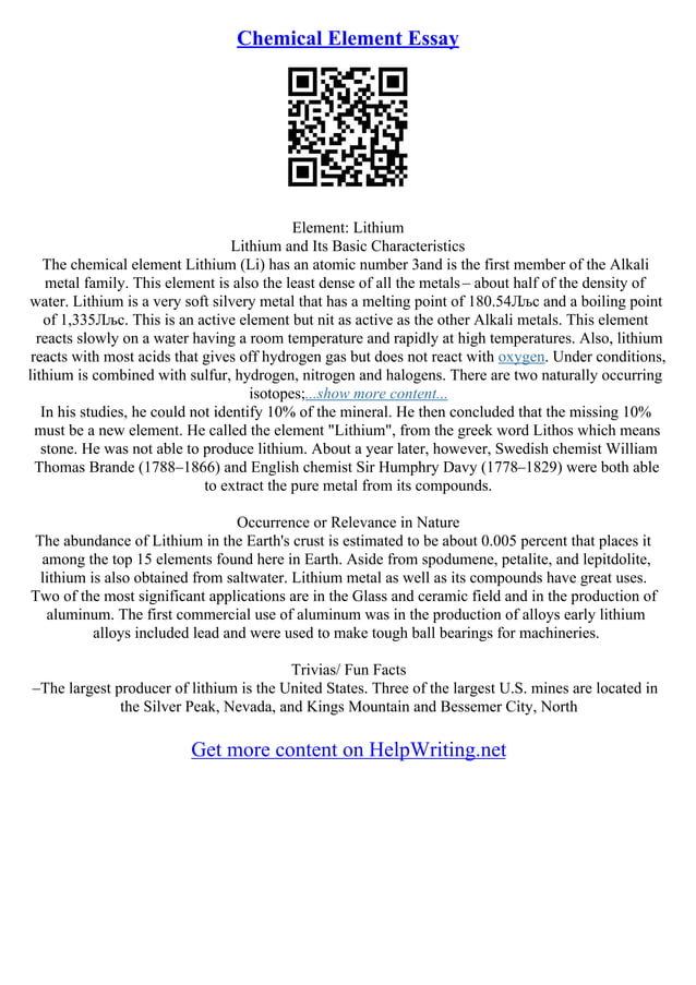 Chemistry Essays | PDF