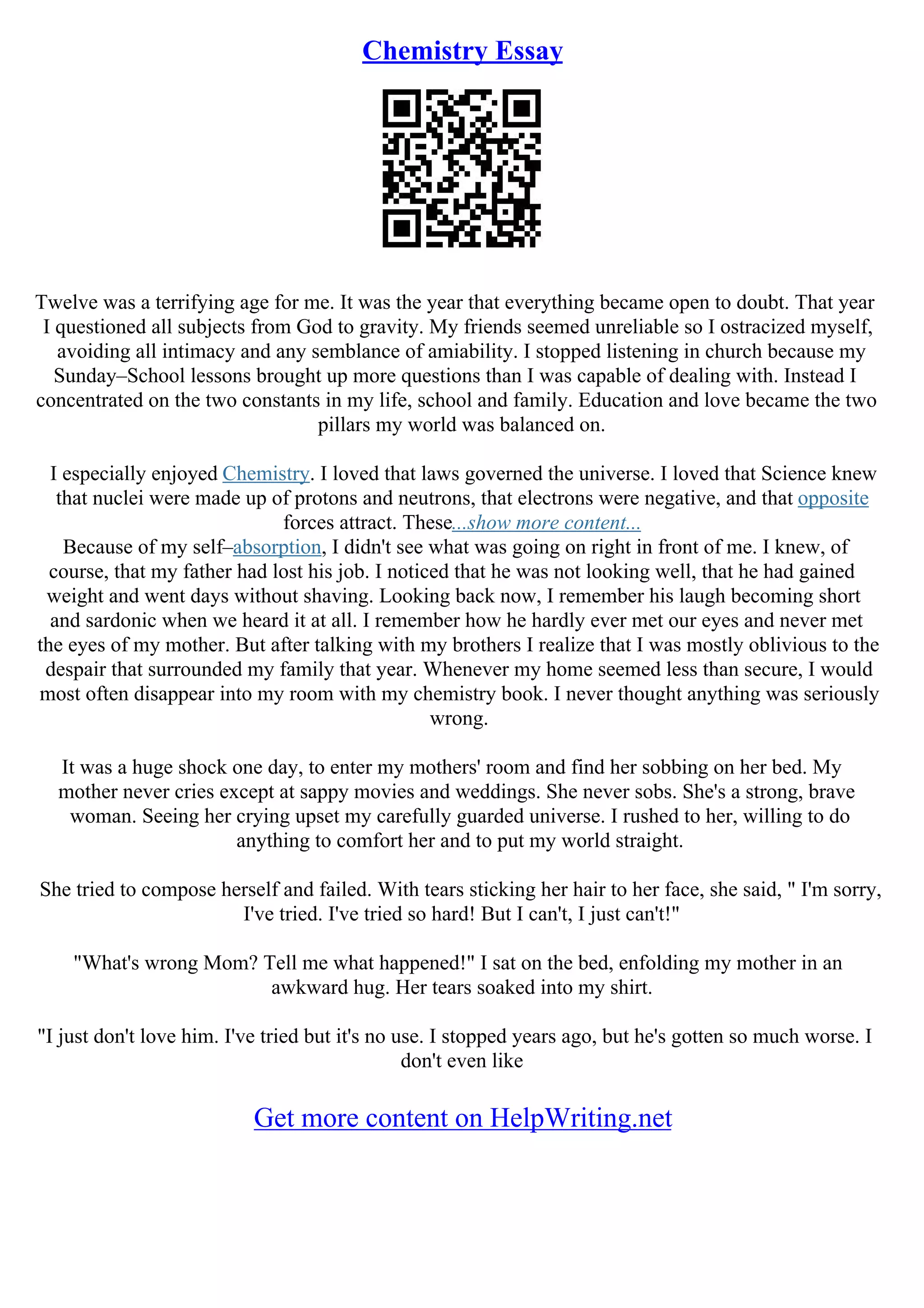 Chemistry Essay Topics | PDF