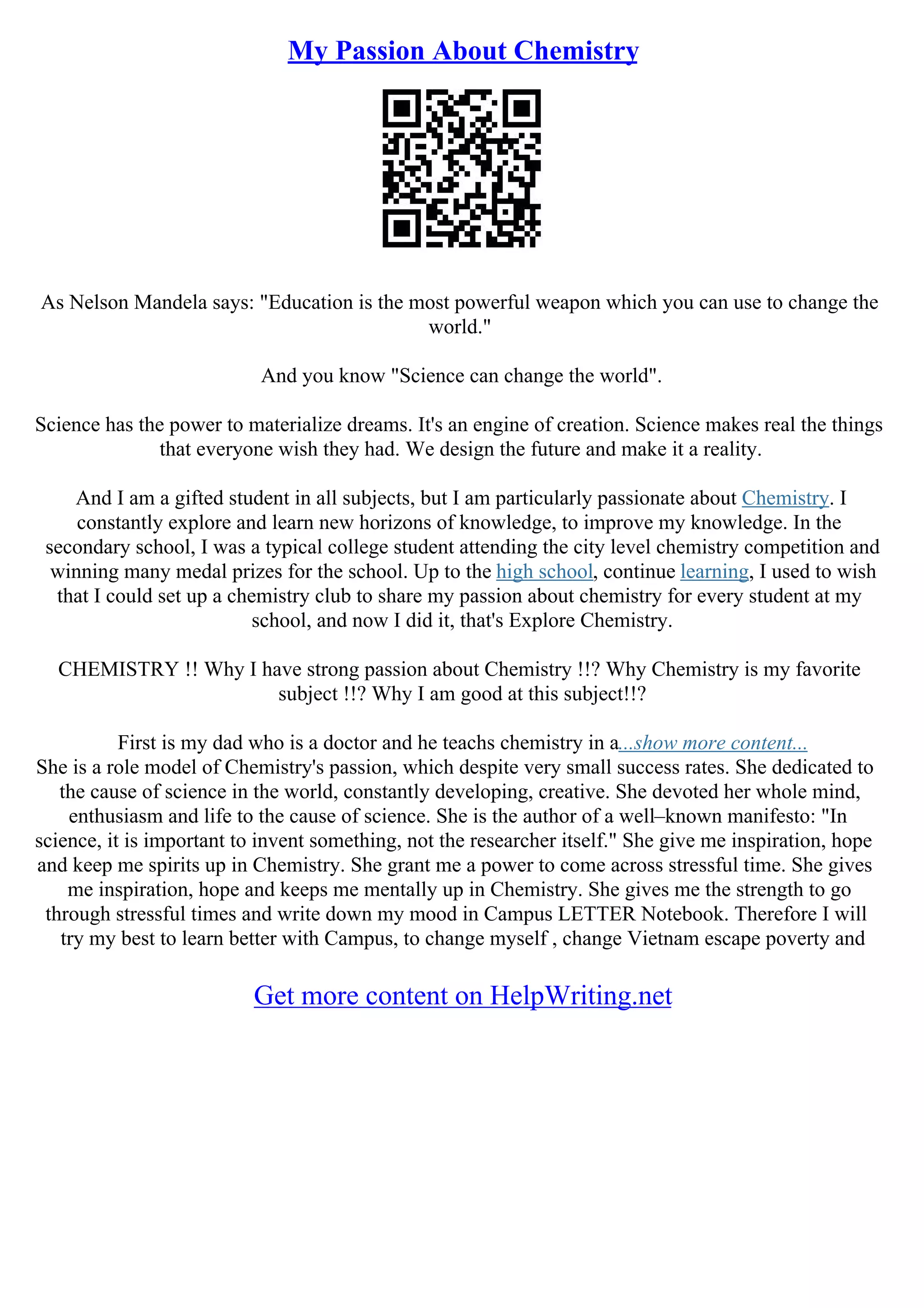 Chemistry Essay Topics | PDF