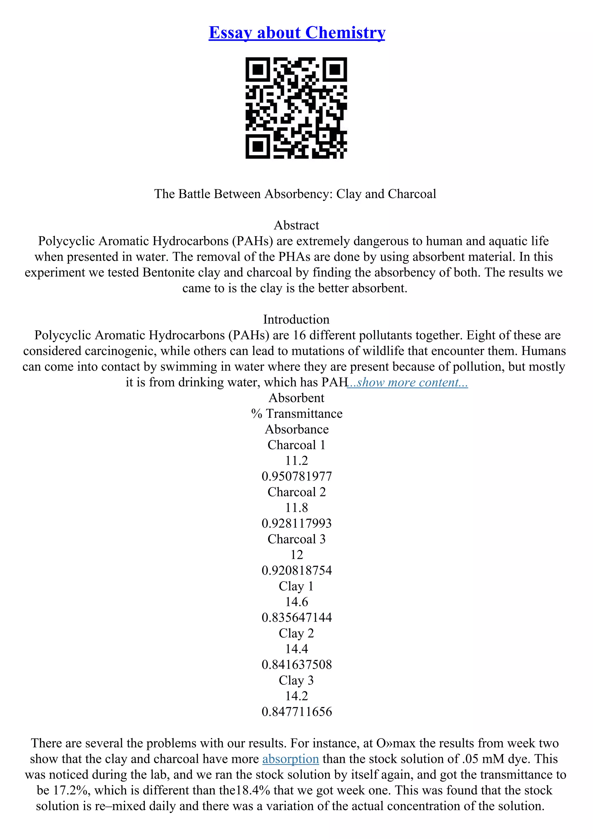 Chemistry Essay Topics | PDF