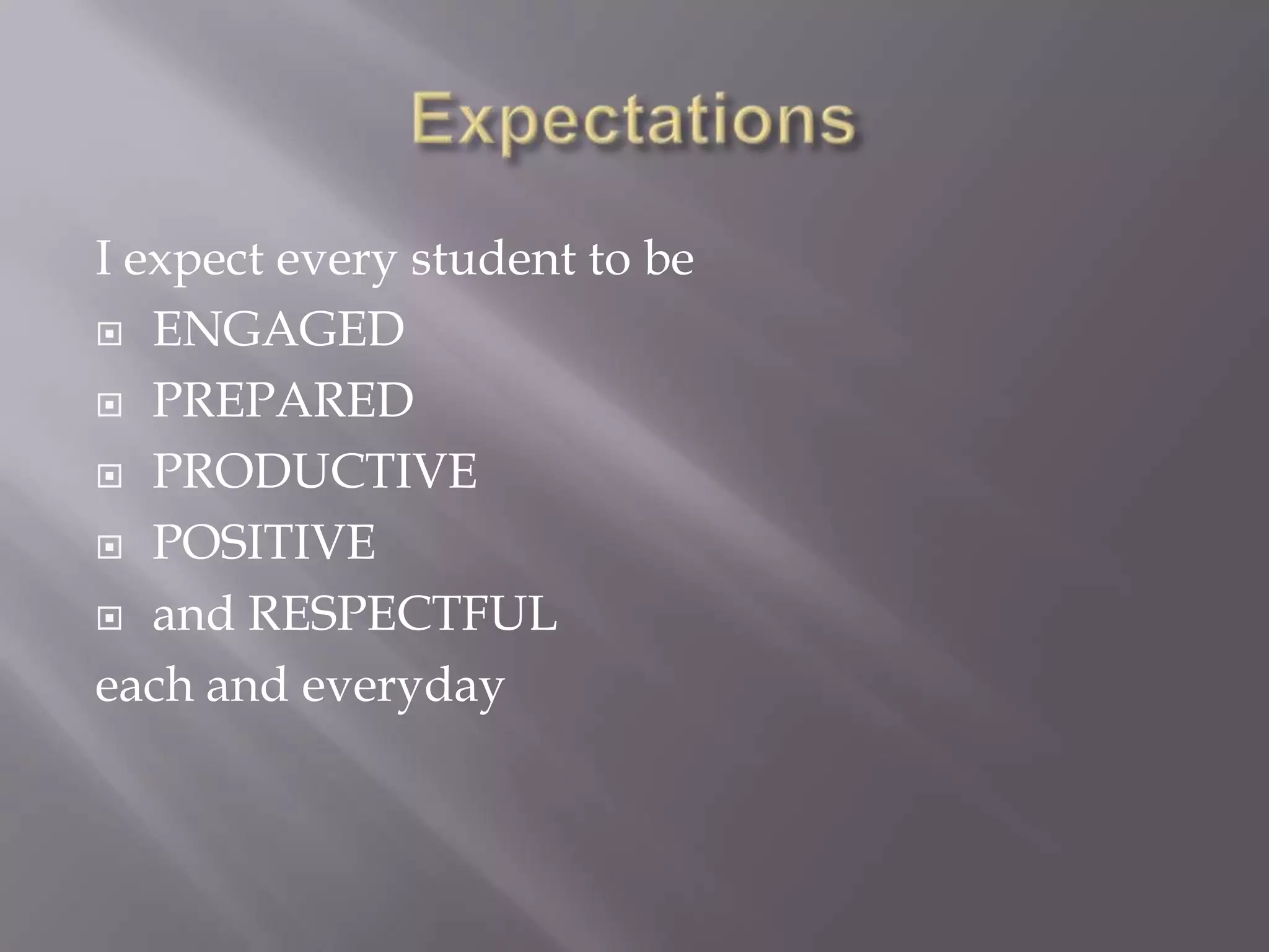 Chemistry expectations | PPTX