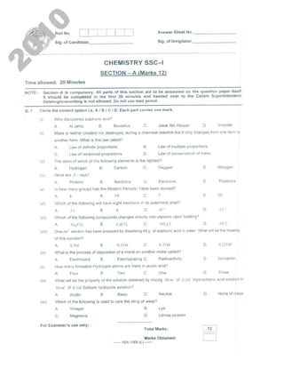 Chemistry fbise ssc i (2010) | PDF