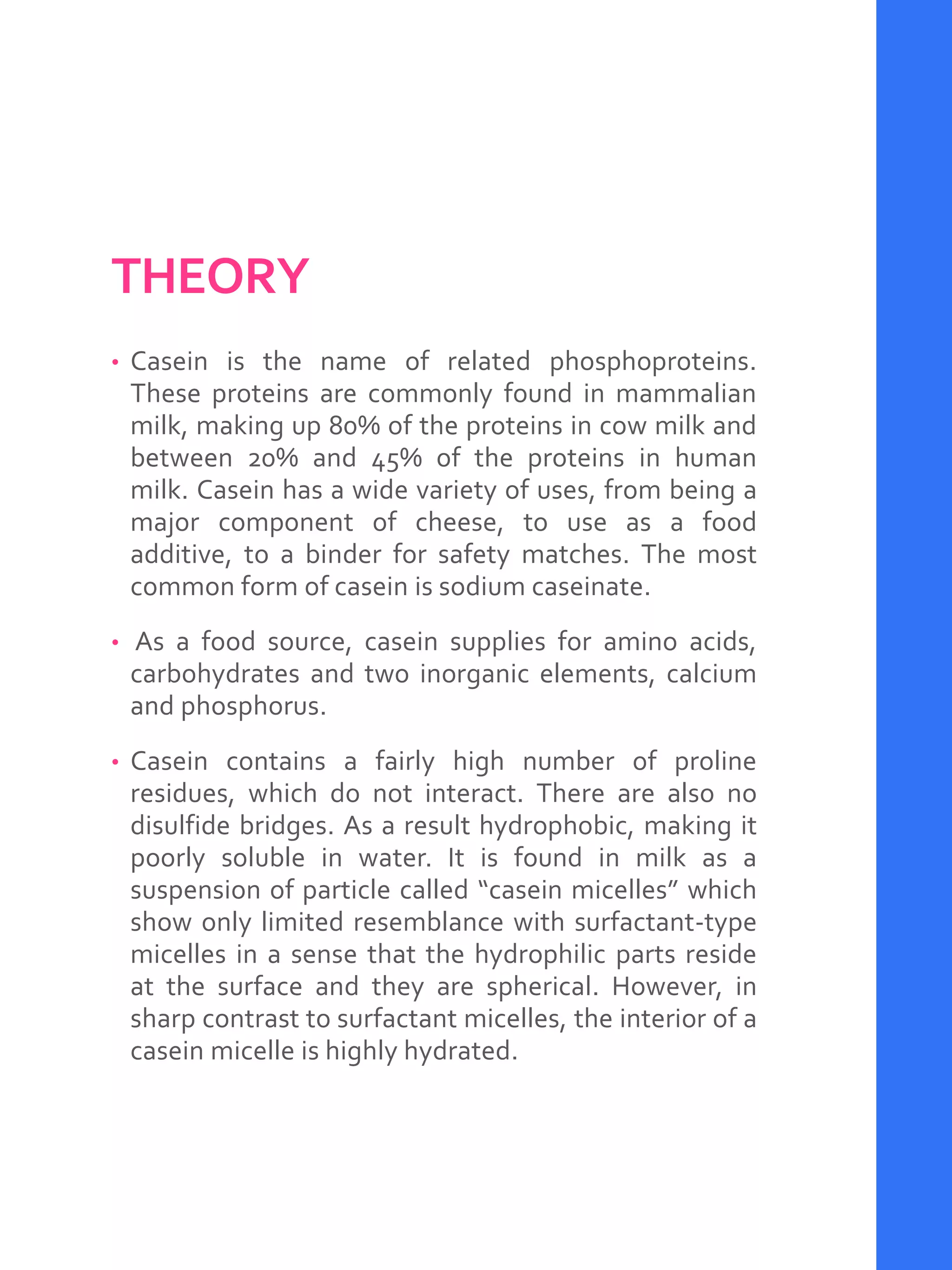 investigatory project casein Chemistry final | PPTX