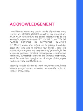 investigatory project casein Chemistry final | PPTX