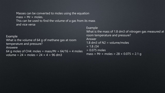 chemistry GCSE chapter 4 stoichiometry/Quantitative chemistry part 2 ...