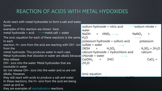 Chemistry GCSE Chapter 8 Acid bases and Salts .pptx | Chemistry | Science