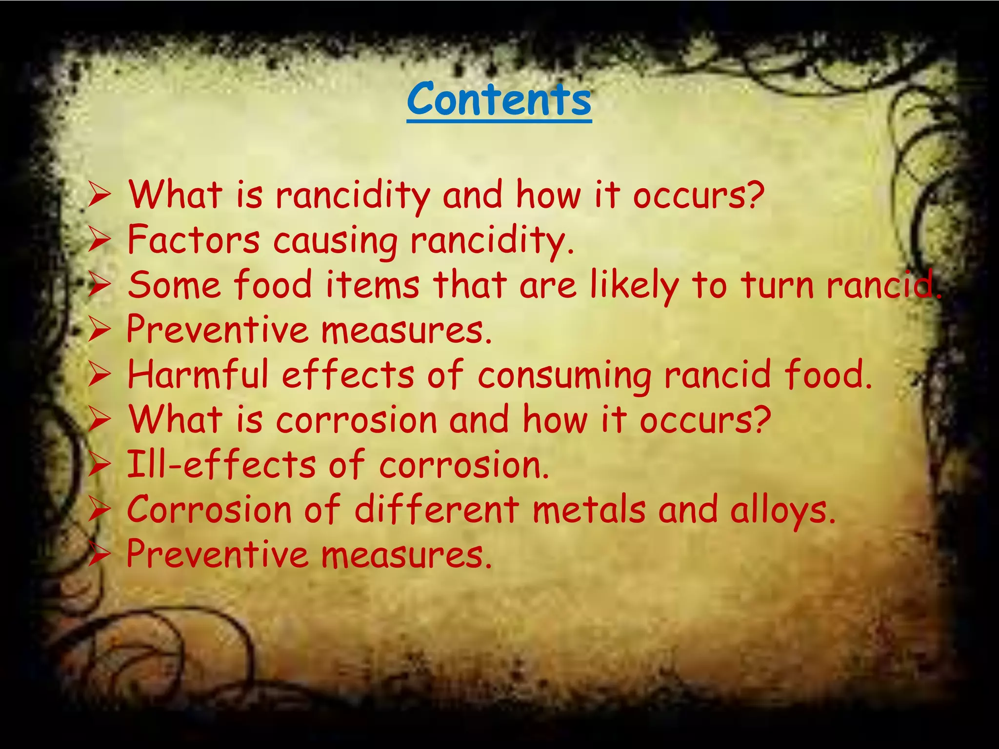Rancidity and Corrosion | PPTX