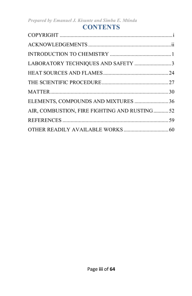 Chemistry Form One | PDF
