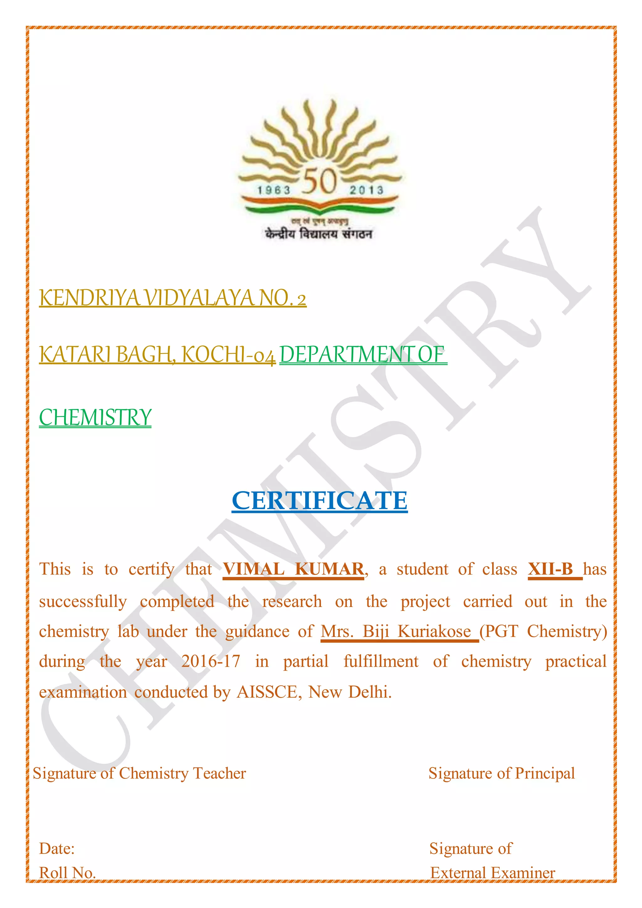 Extraction Of Caffeine From Tea Chemistry Investigatory Project Class 12 Cbse Docx